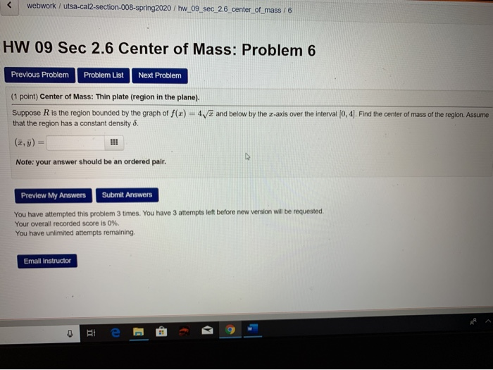 Solved webwork /utsa-cal2-section-008-spring2020 / hw_09 sec | Chegg.com