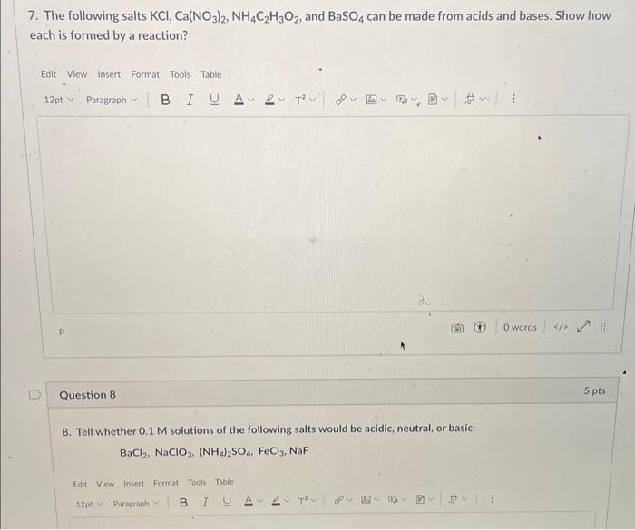 Solved 7. The following salts KCl,Ca(NO3)2,NH4C2H3O2, and | Chegg.com