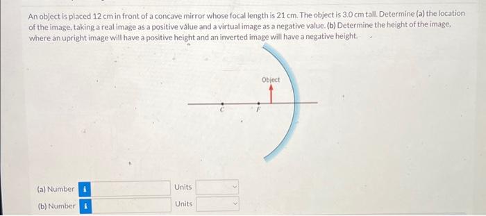 Solved An object is placed 12 cm in front of a concave | Chegg.com
