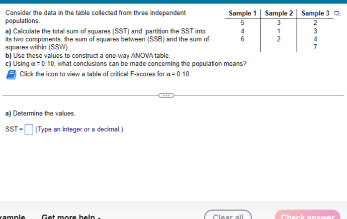 Solved Consider the data in the table collected from three | Chegg.com