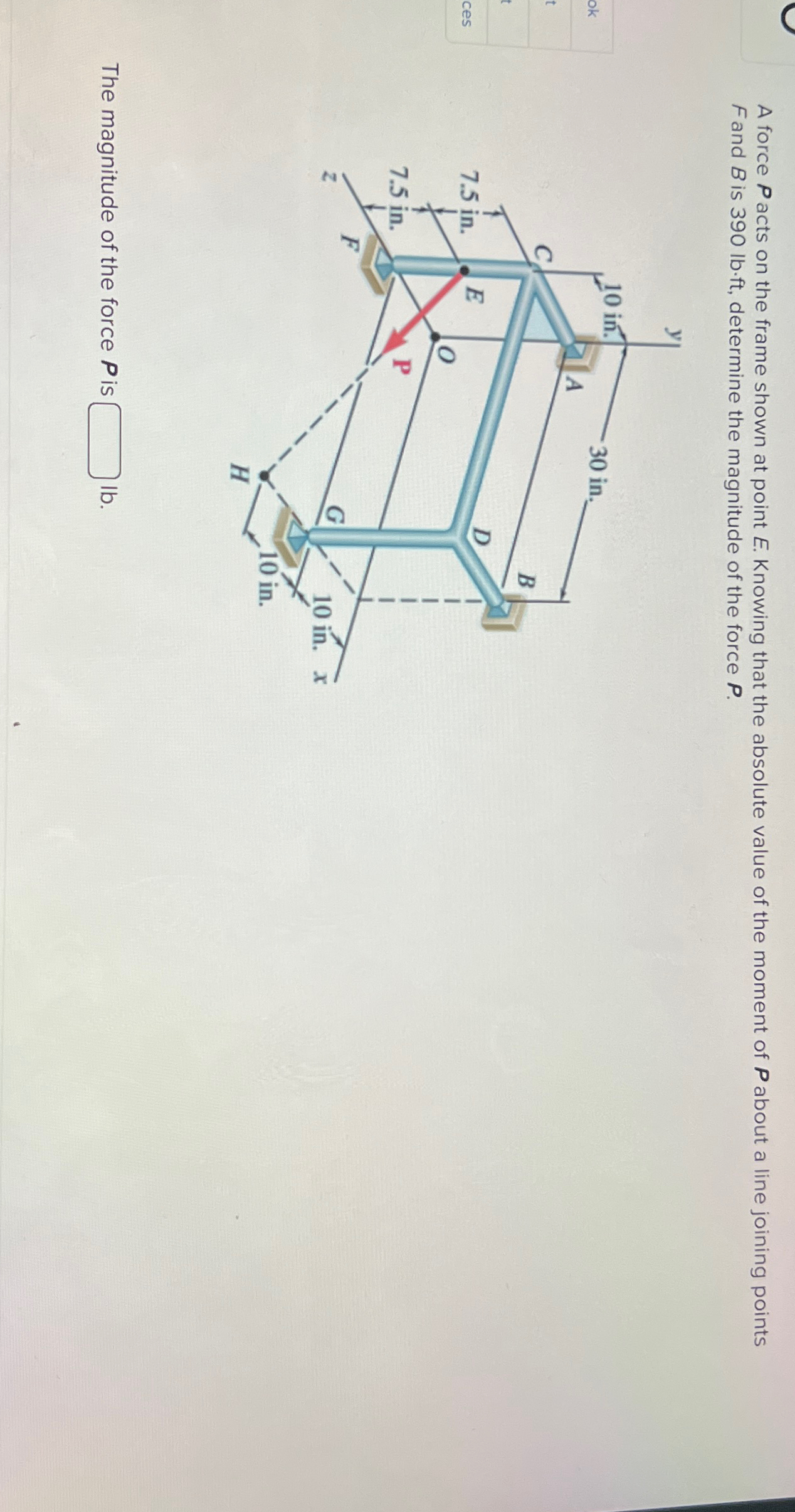 Solved A force P ﻿acts on the frame shown at point E. | Chegg.com