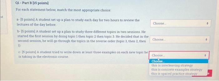 Solved Q1 - Part B [15 points] For each statement below, | Chegg.com