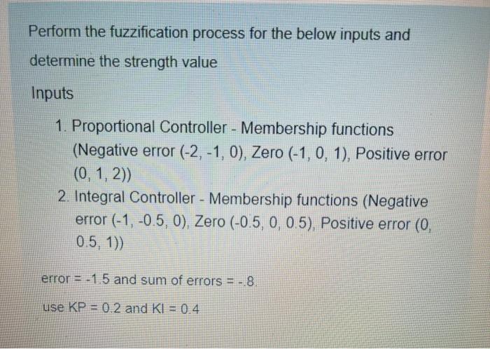 Solved Perform the fuzzification process for the below | Chegg.com