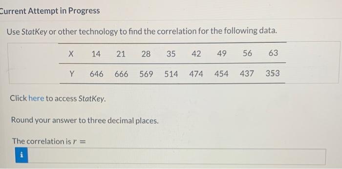 Solved Current Attempt in Progress Use StatKey or other | Chegg.com