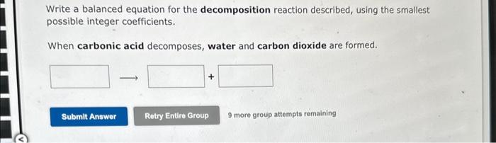 Solved Write a balanced equation for the decomposition | Chegg.com