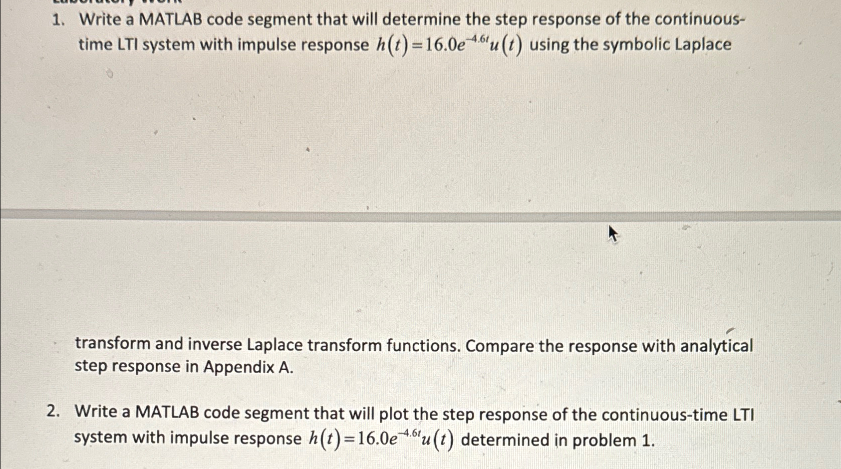 Solved Write A Matlab Code Segment That Will Determine The