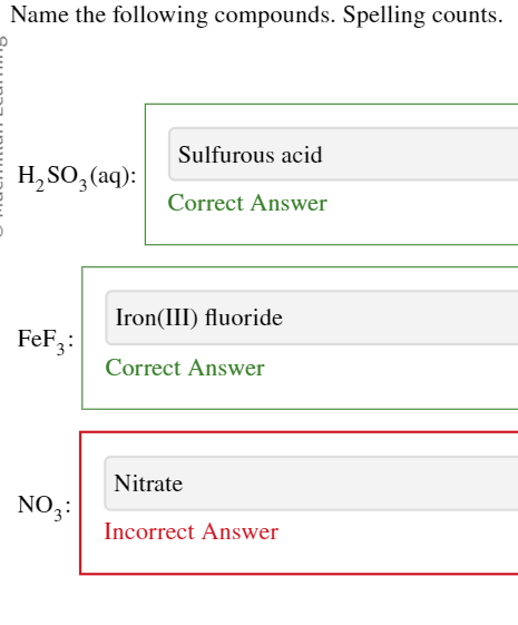 Solved Name the following compounds. Spelling counts. | Chegg.com
