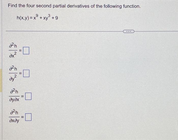 Solved Find The Four Second Partial Derivatives Of The 4047