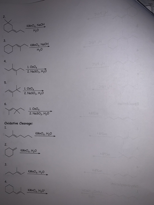 Solved KMnO4, NaOH Н,0 1. Os04 2. NaSO3, H2O 1. Oso 2. | Chegg.com