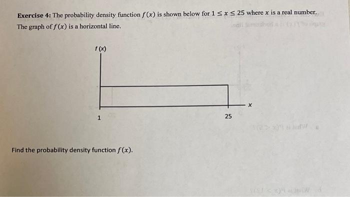 Solved Exercise 4: The probability density function f(x) is | Chegg.com