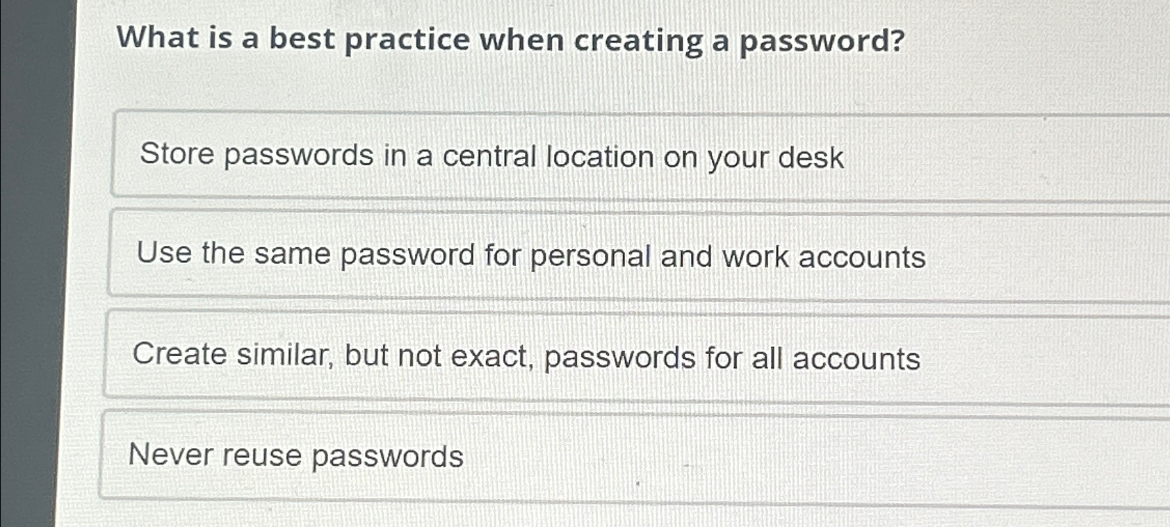 Solved What is a best practice when creating a | Chegg.com