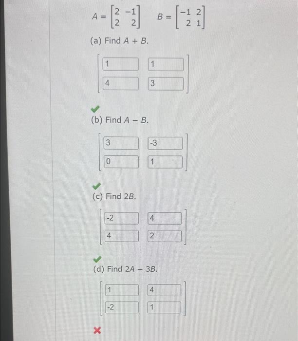 Solved Find AB and BA, if possible. (If not possible, enter | Chegg.com