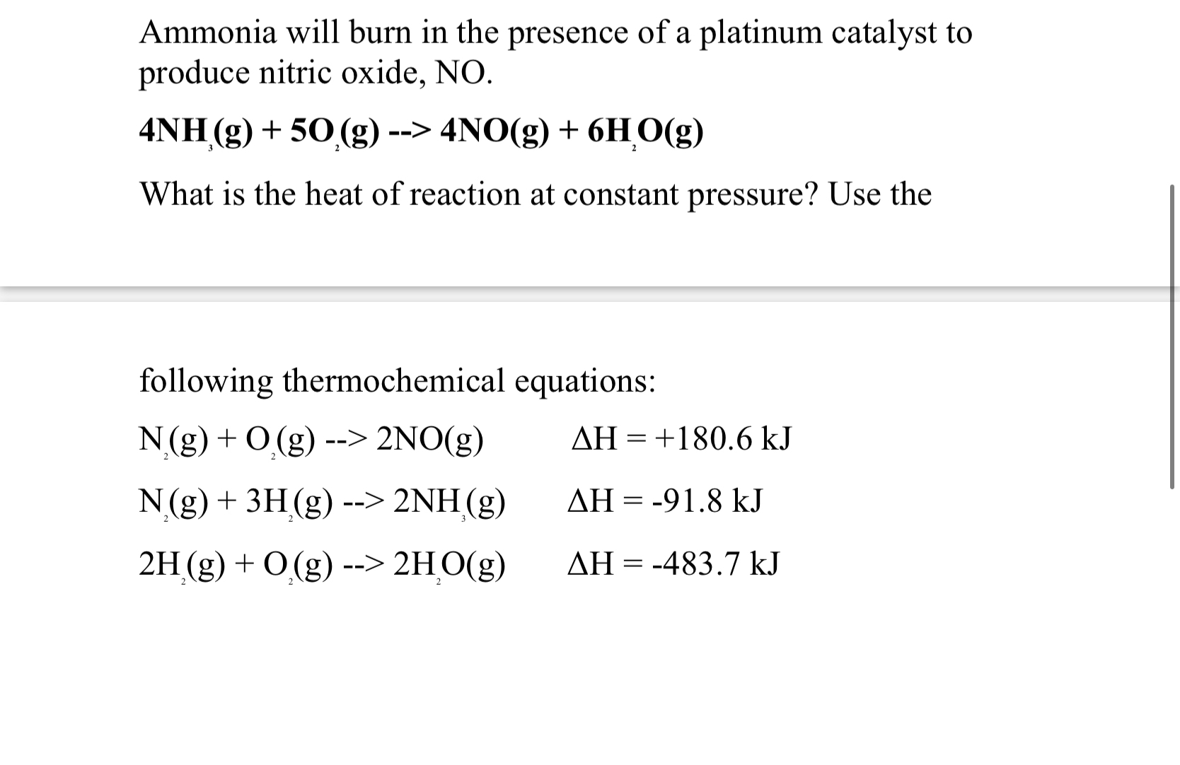 Ammonia will burn in the presence of a platinum | Chegg.com