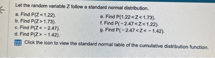 Solved Let the random variable Z follow a standard normal | Chegg.com