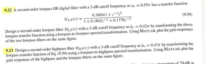 Solved 922 A Second Order Lowpass Iir Digital Filter With A