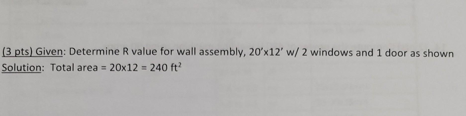 Solved (3 pts) Given: Determine R value for wall assembly, | Chegg.com
