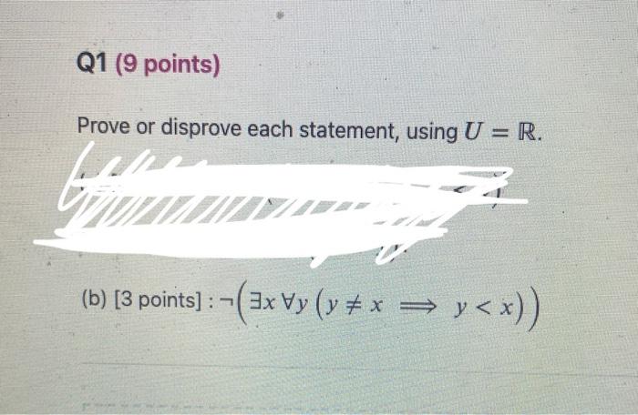 Solved Q1 (9 points) Prove or disprove each statement, using | Chegg.com