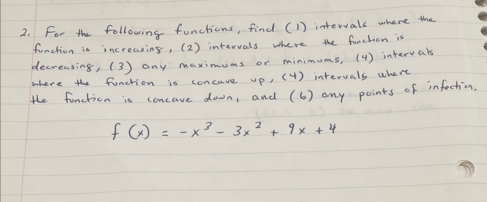 Solved For the following functions, find (1) ﻿intervals | Chegg.com