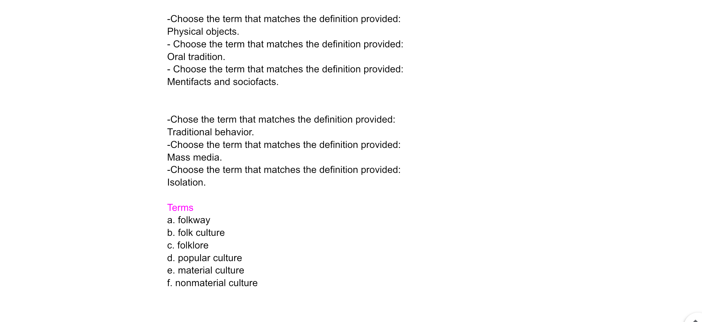 -Choose the term that matches the definition | Chegg.com