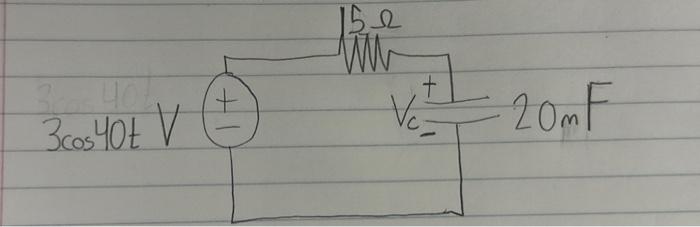 Solved For the circuit shown calculate Vc(t) using phasor | Chegg.com