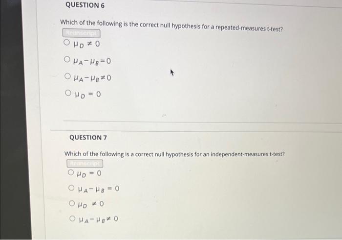 Solved Which of the following is the correct null hypothesis | Chegg.com