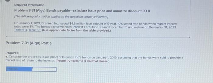 Required Information Problem 7-31 (Algo) Bonds | Chegg.com