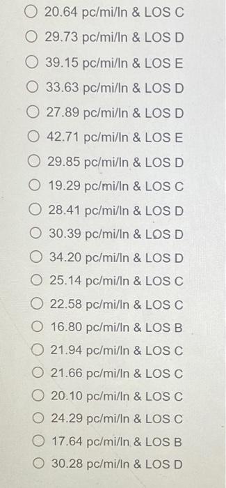 Solved 20.64pc/mi/ln& LOS C 29.73pc/mi/ln& LOS D | Chegg.com