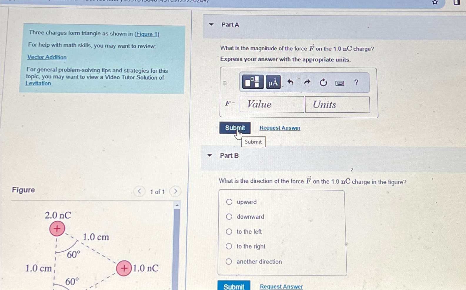 Three charges form triangle as shown in (Figure | Chegg.com