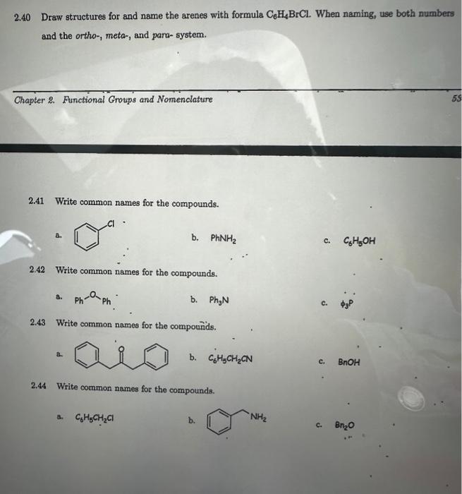 Solved 2.40 Draw structures for and name the arenes with | Chegg.com