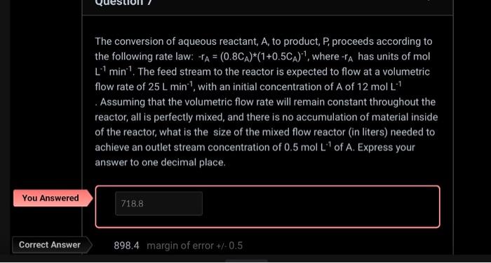 Solved The conversion of aqueous reactant, A, to product, P, | Chegg.com