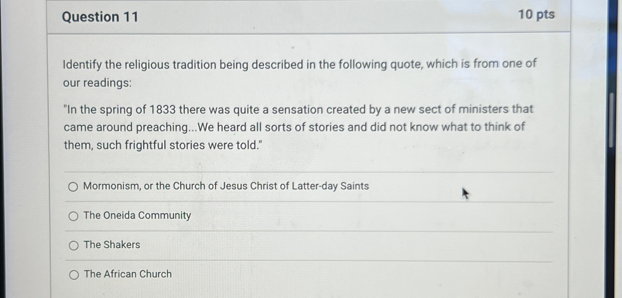 Solved Question 1110 ﻿ptsIdentify the religious tradition | Chegg.com