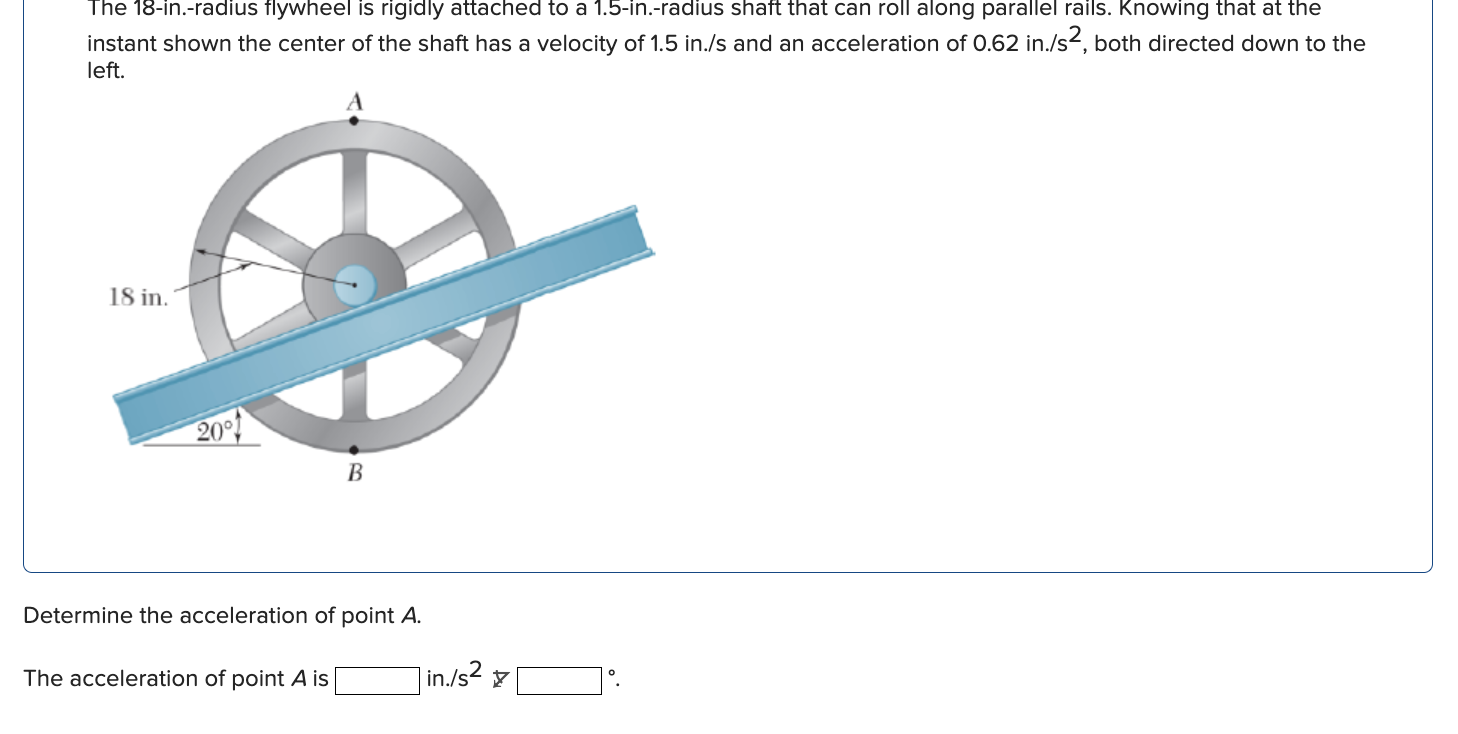 Solved The 18-in.-radius flywheel is rigidly attached to a | Chegg.com