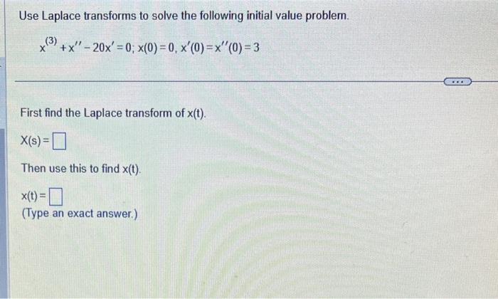 Solved Use Laplace transforms to solve the following initial | Chegg.com