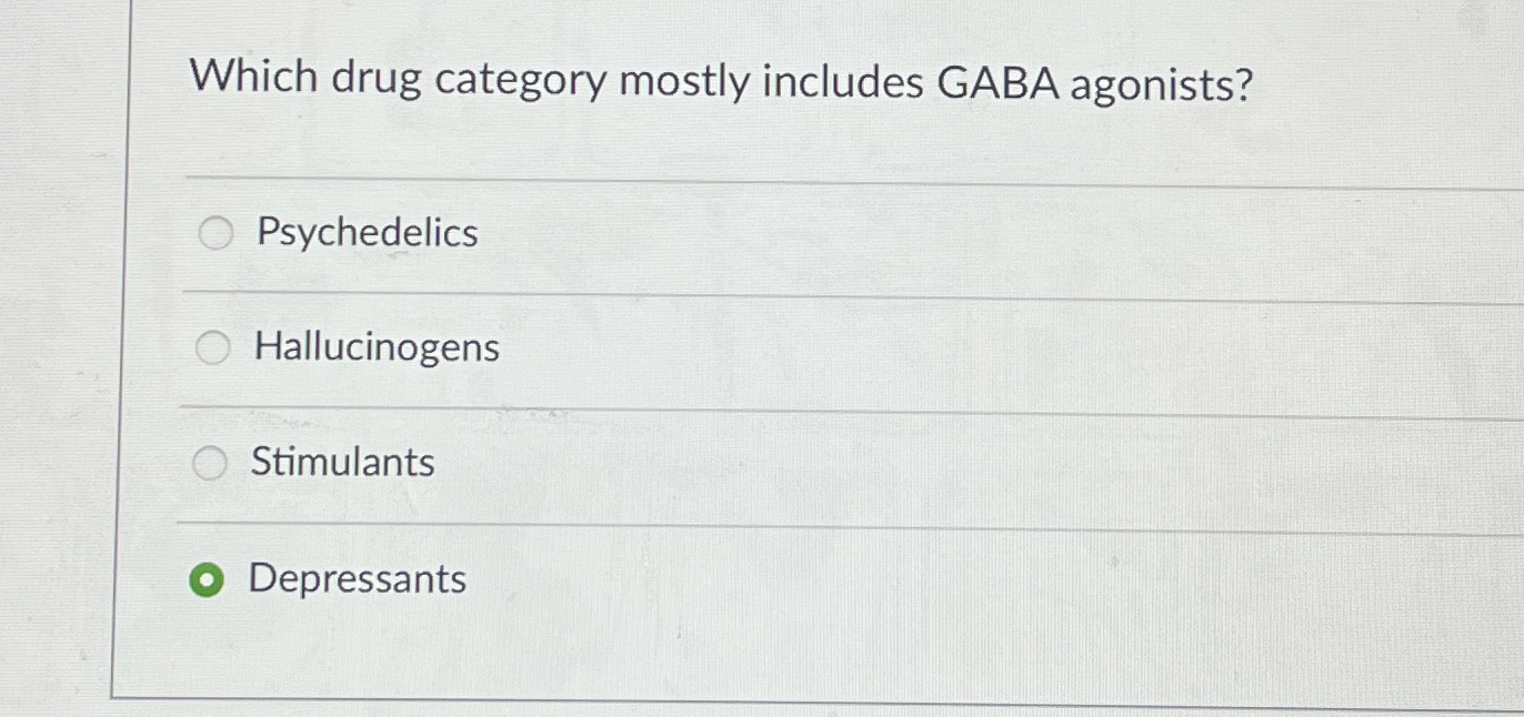 Solved Which drug category mostly includes GABA | Chegg.com