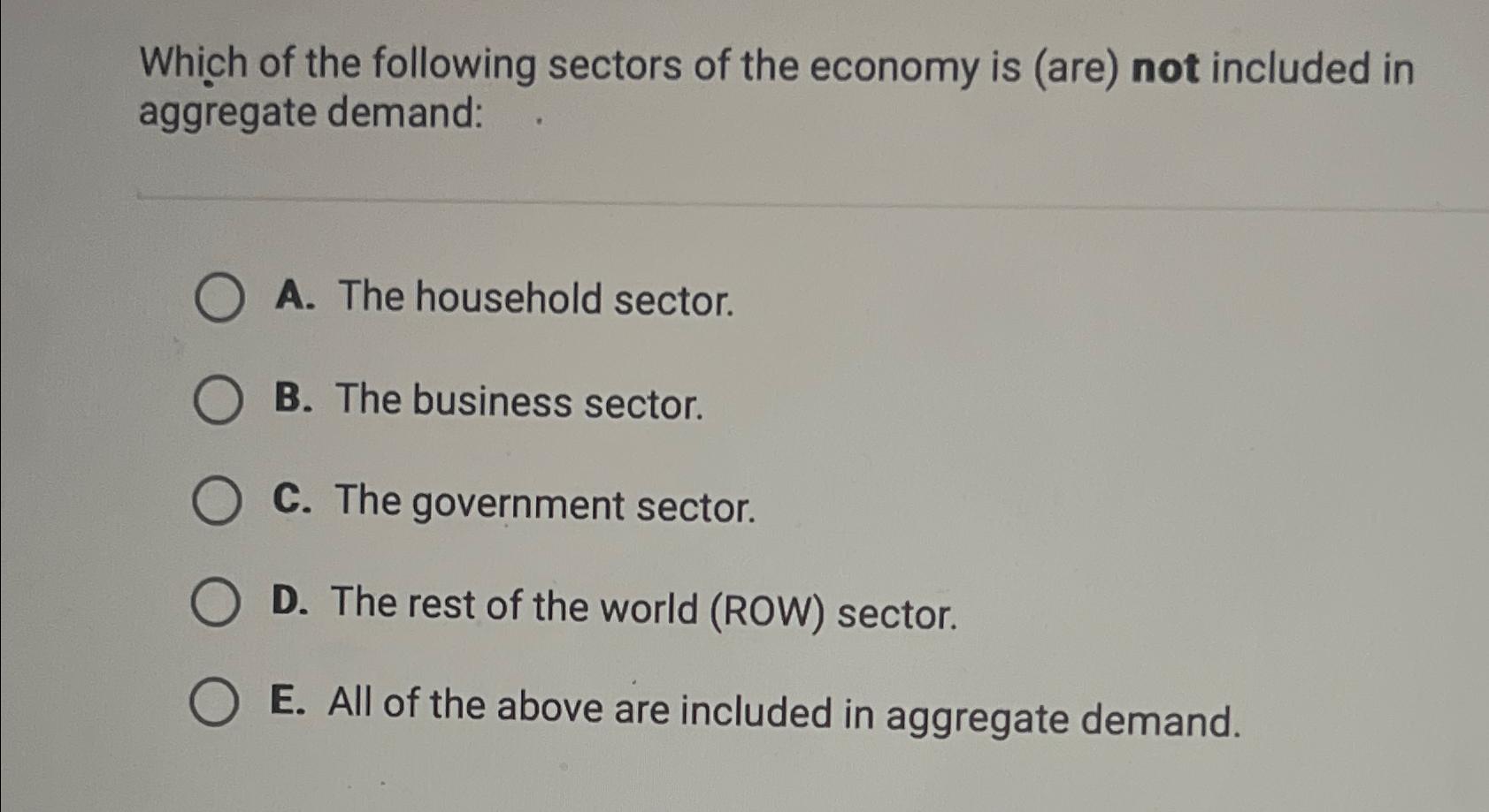 Solved Which of the following sectors of the economy is | Chegg.com