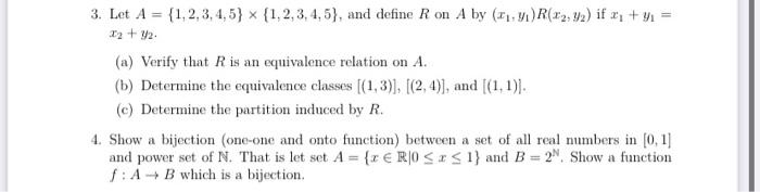 Solved 3. Let A={1,2,3,4,5}×{1,2,3,4,5}, and define R on A | Chegg.com