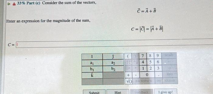 Solved 6\%) Problem 5: Consider two vectors expressed in | Chegg.com Solved 6\%) Problem 5: Consider two vectors expressed in | Chegg.com