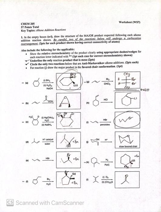 Solved CHEM 205 Worksheet (W57) 57 Points Total Key Topics: | Chegg.com