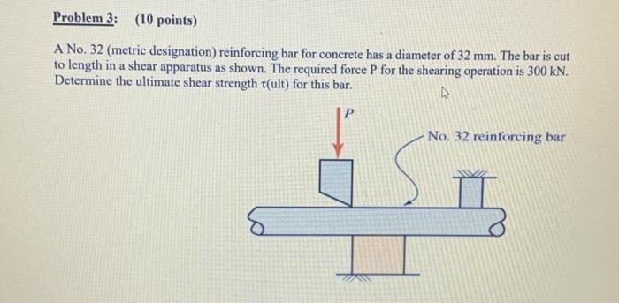 Solved Problem 3: (10 points) A No. 32 (metric designation) | Chegg.com