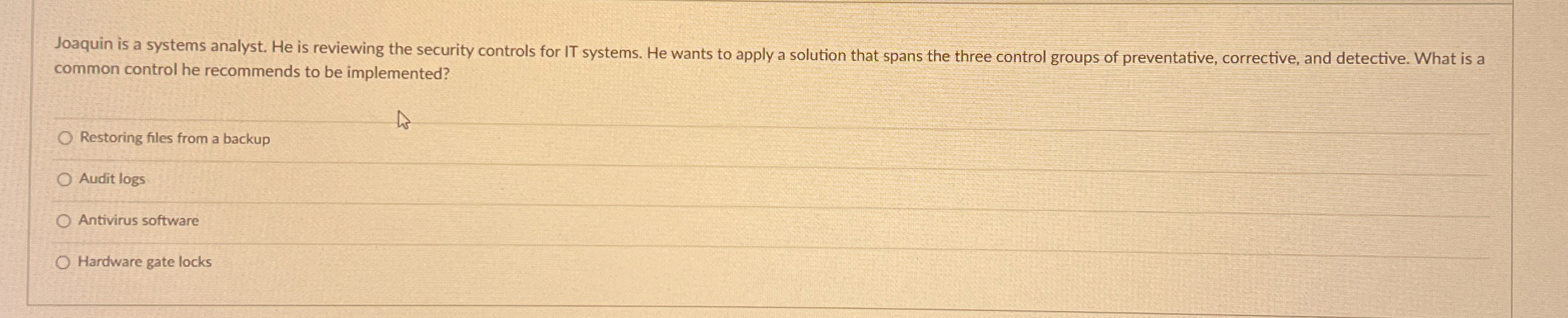Solved Joaquin is a systems analyst. He is reviewing the | Chegg.com
