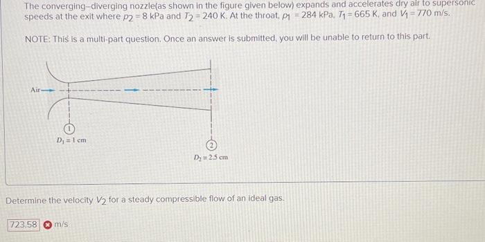 Solved The converging-diverging nozzle(as shown in the | Chegg.com