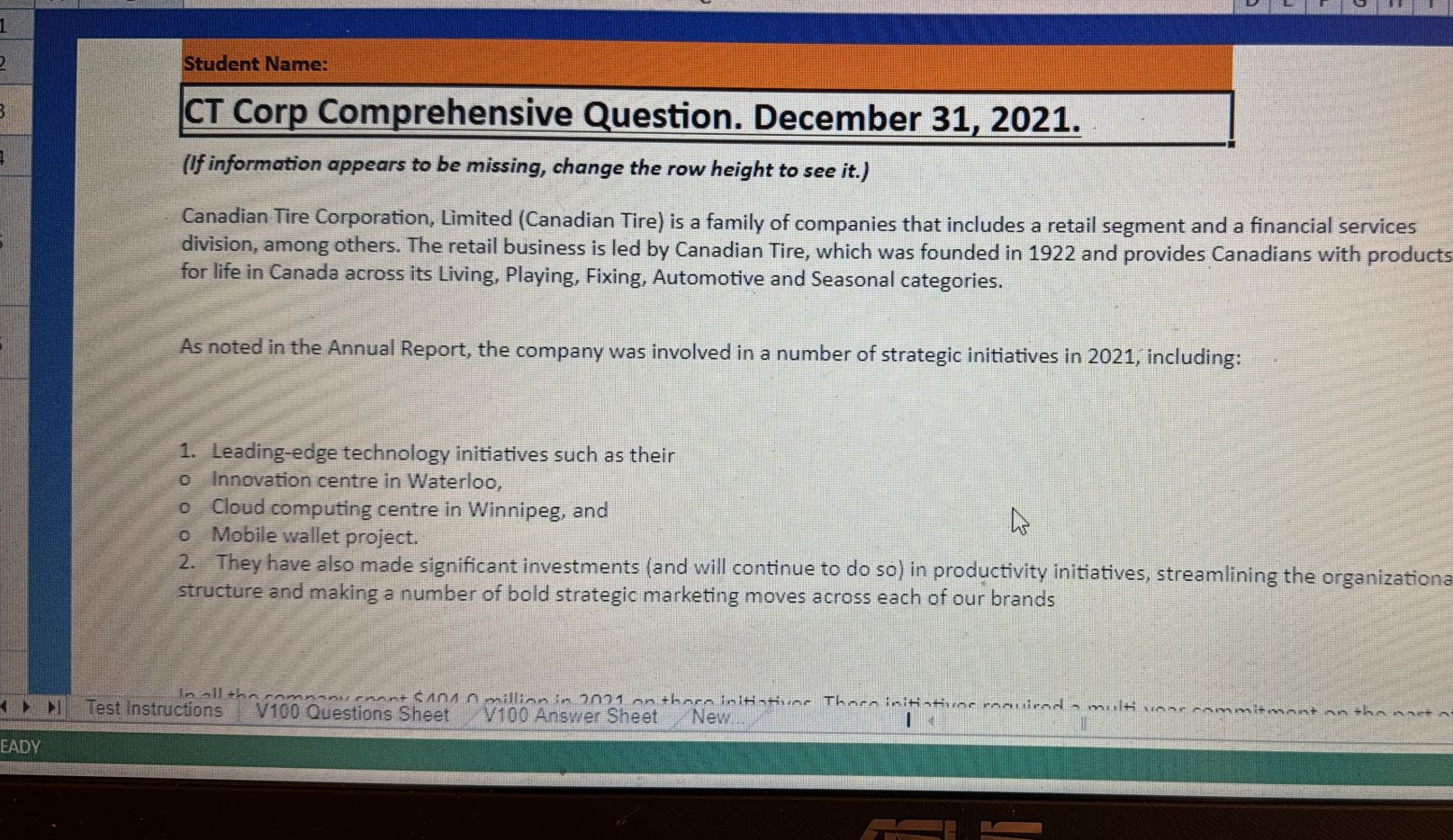 Solved Student Name:CT Corp Comprehensive Question. December | Chegg.com