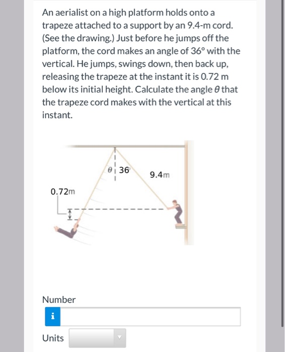 Solved An aerialist on a high platform holds onto a trapeze | Chegg.com
