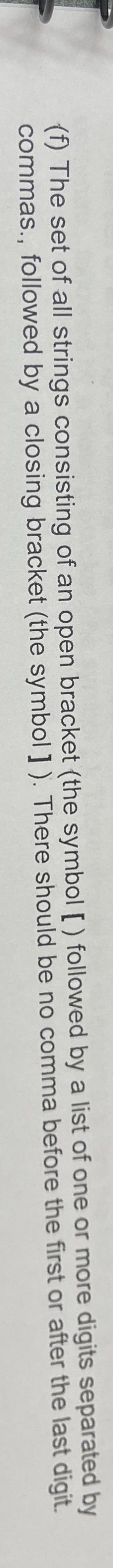 Solved The set of all strings consisting of an open bracket | Chegg.com