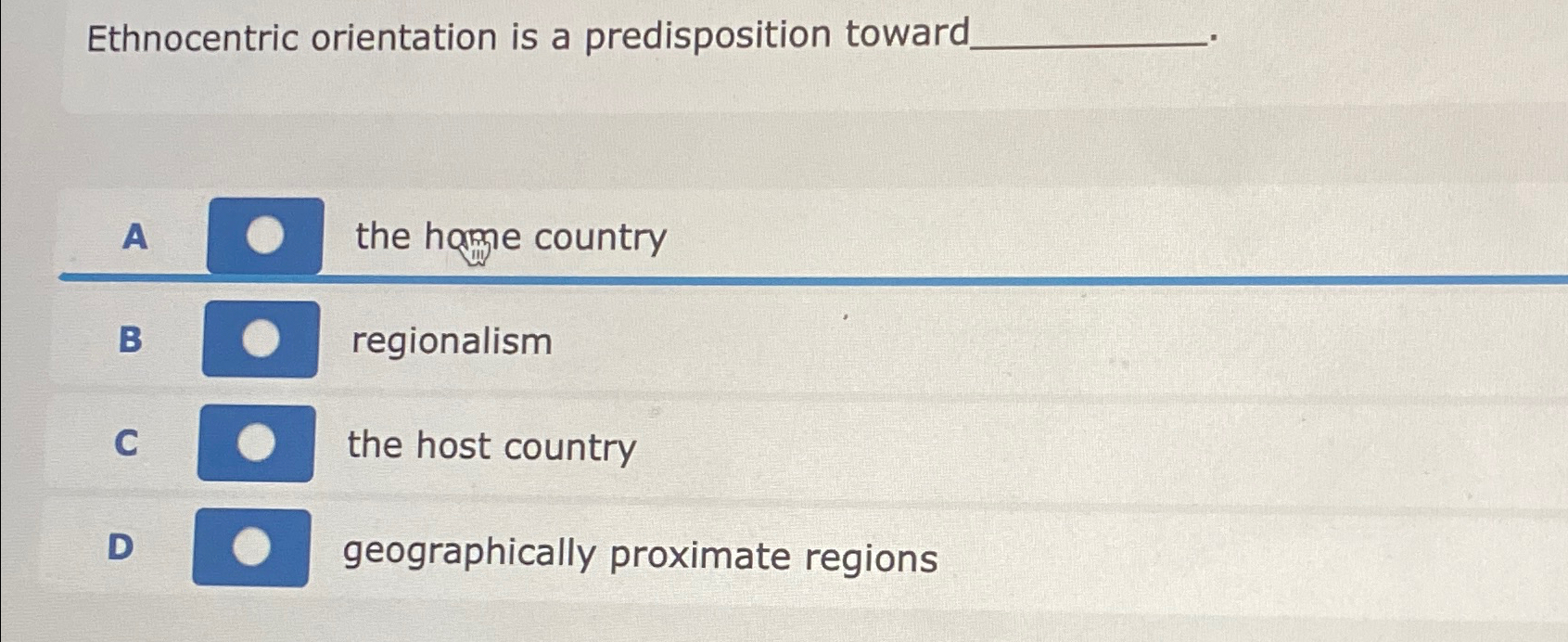 Solved Ethnocentric orientation is a predisposition towardA | Chegg.com