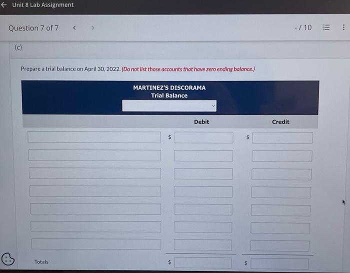Solved Unit 8 Lab Assignment Question 7 of 7 Apr. 5 At the | Chegg.com