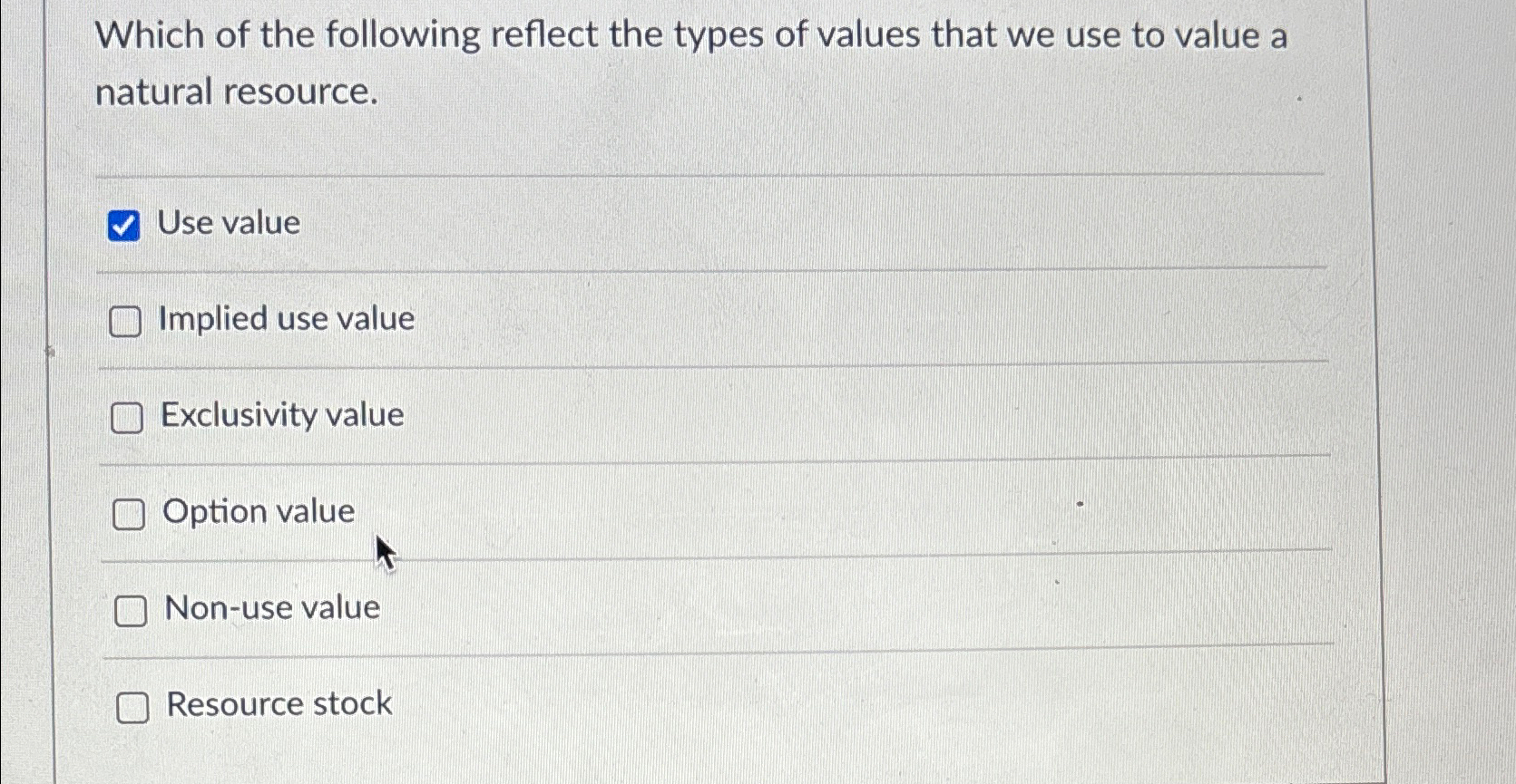 Solved Which of the following reflect the types of values | Chegg.com