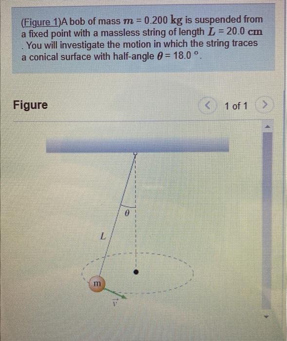 Solved (Figure 1)A bob of mass m=0.200 kg is suspended from | Chegg.com