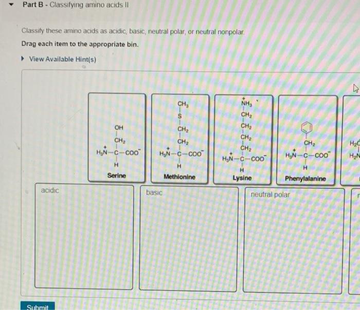 Solved Part B - Classifying amino acids Il Classify these | Chegg.com