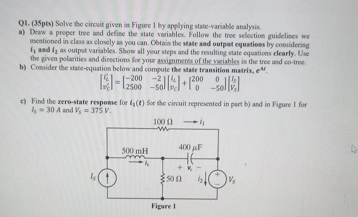 Solved Q1. (35pts) Solve the circuit given in Figure 1 by | Chegg.com